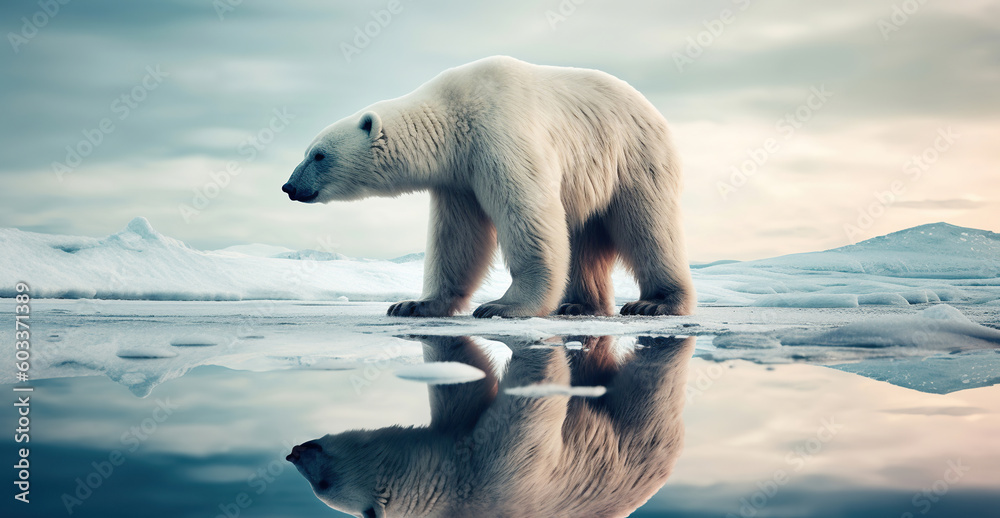 Polar bear suffer due to melting ice caused by the impact of climate ...