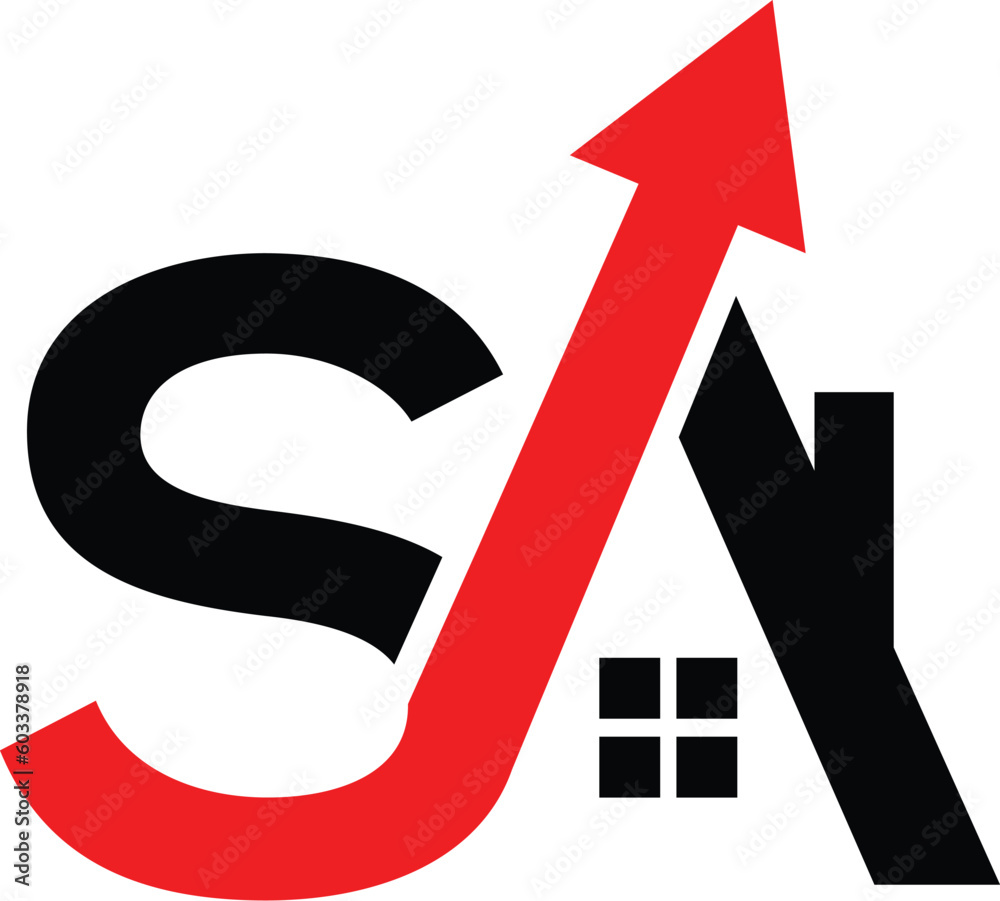 Initial Letter SA Arrow Logo Design Vector Template. SA home Logo ...