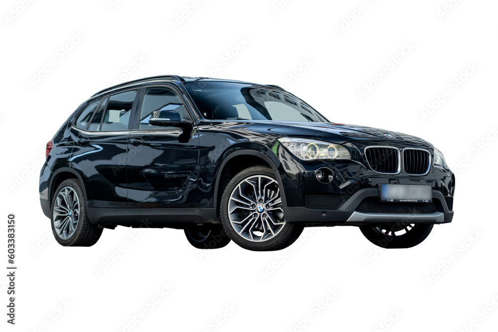 Cluj-Napoca, Cluj-Romania-10.05.2023-No background BMW X1 black SUV car ...