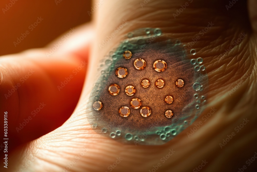 Nanotechnology in health sector depicted by a medical patch applied on ...