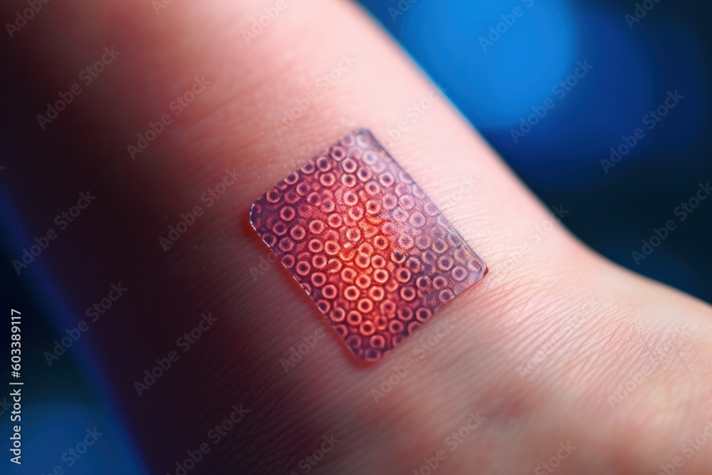Nanotechnology in health sector depicted by a medical patch applied on ...