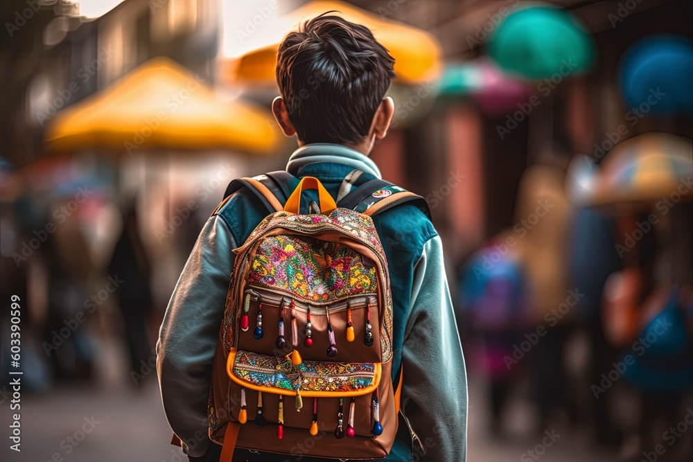 Back View of a School Student Walking to School with a School Bag Stock ...