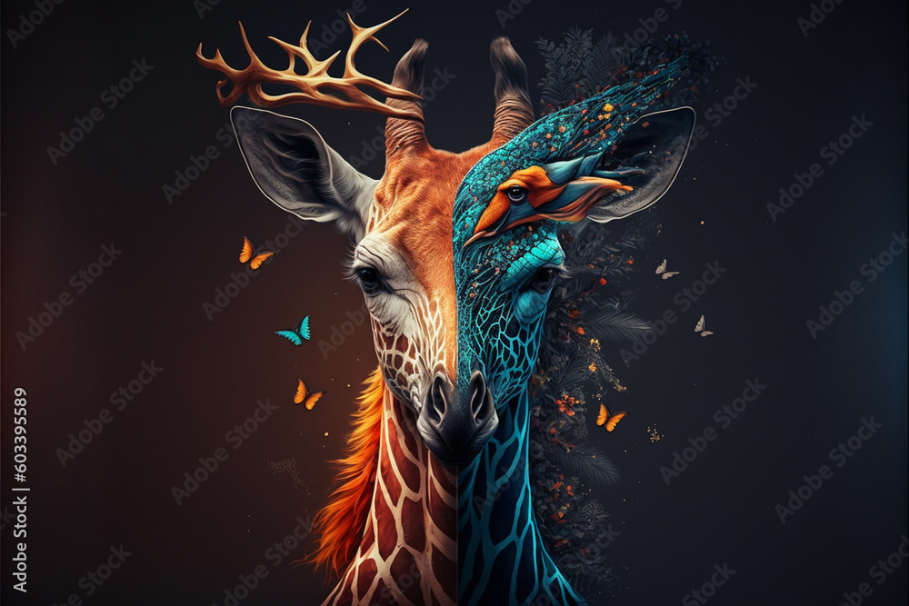 World of fantasy, wonderful new universe, creatures, people, skull, man ...