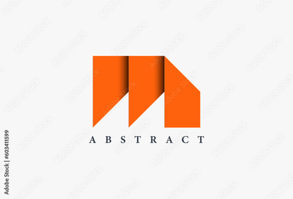 Initial Letter M Minimalist Modern construction architecture house logo ...