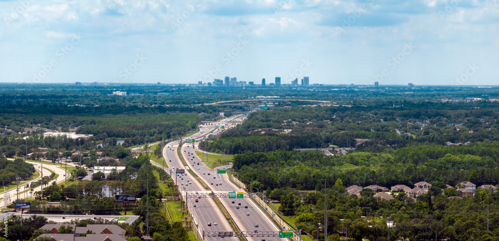 Aerial view of downtown Orlando, Florida. USA from East Orlando ...