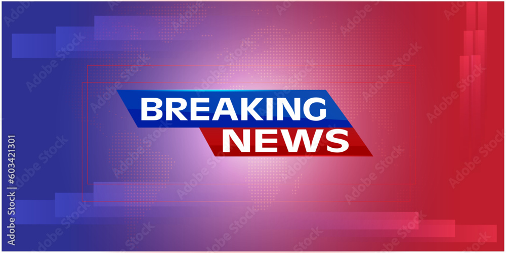 Breaking news template with 3d red and blue badge, Breaking news text ...