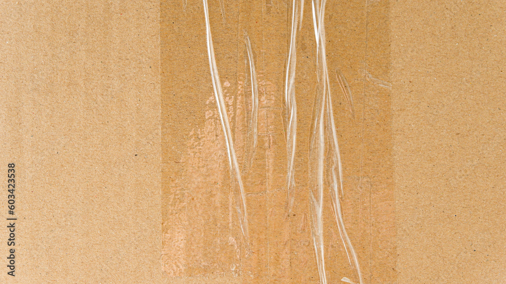 Delivery box closeup with shopping icons and tape, Box paper texture ...