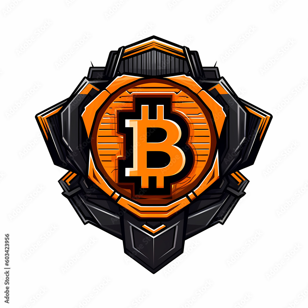 bitcoin logo with black and orange background, in the style of detailed ...