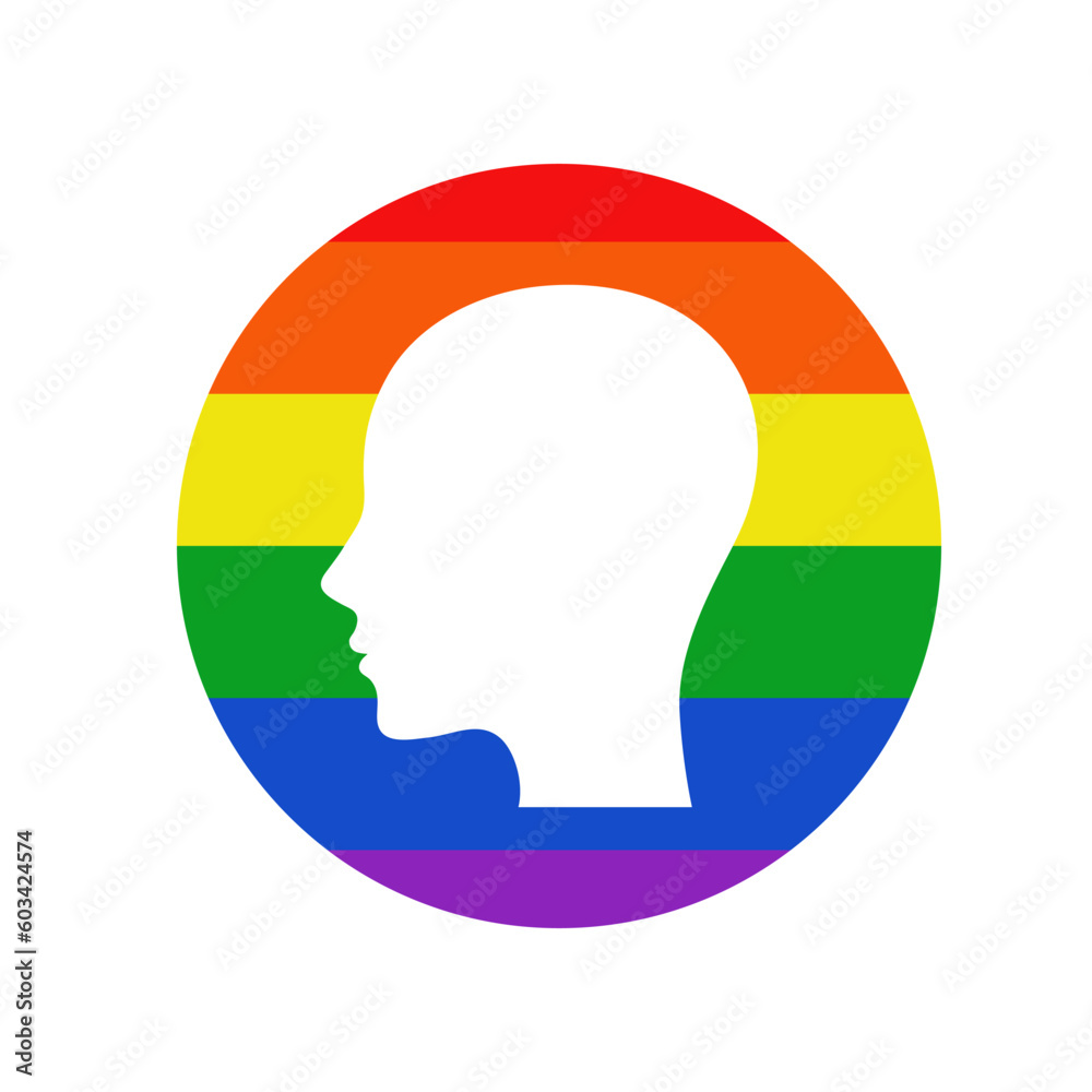 LGBT pride logo icon sign Female face avatar Rainbow love concept Human ...