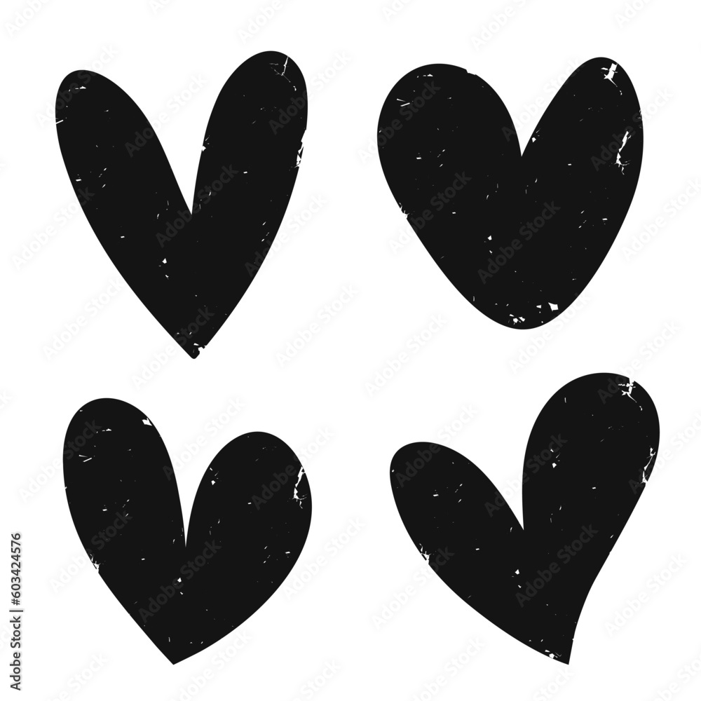 Scratch heart logo icon sign Hand drawn Grunge abstract halftone ...