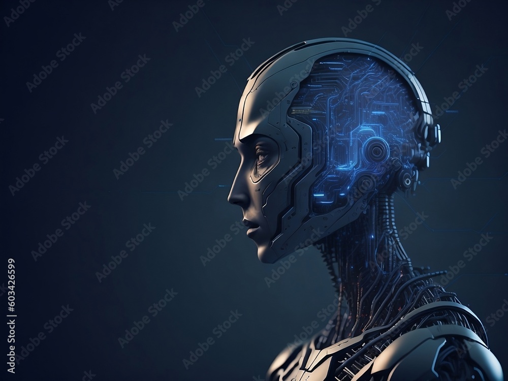 ai generated Artificial Intelligence (AI) Humanoid robot Stock Illustration | Adobe Stock