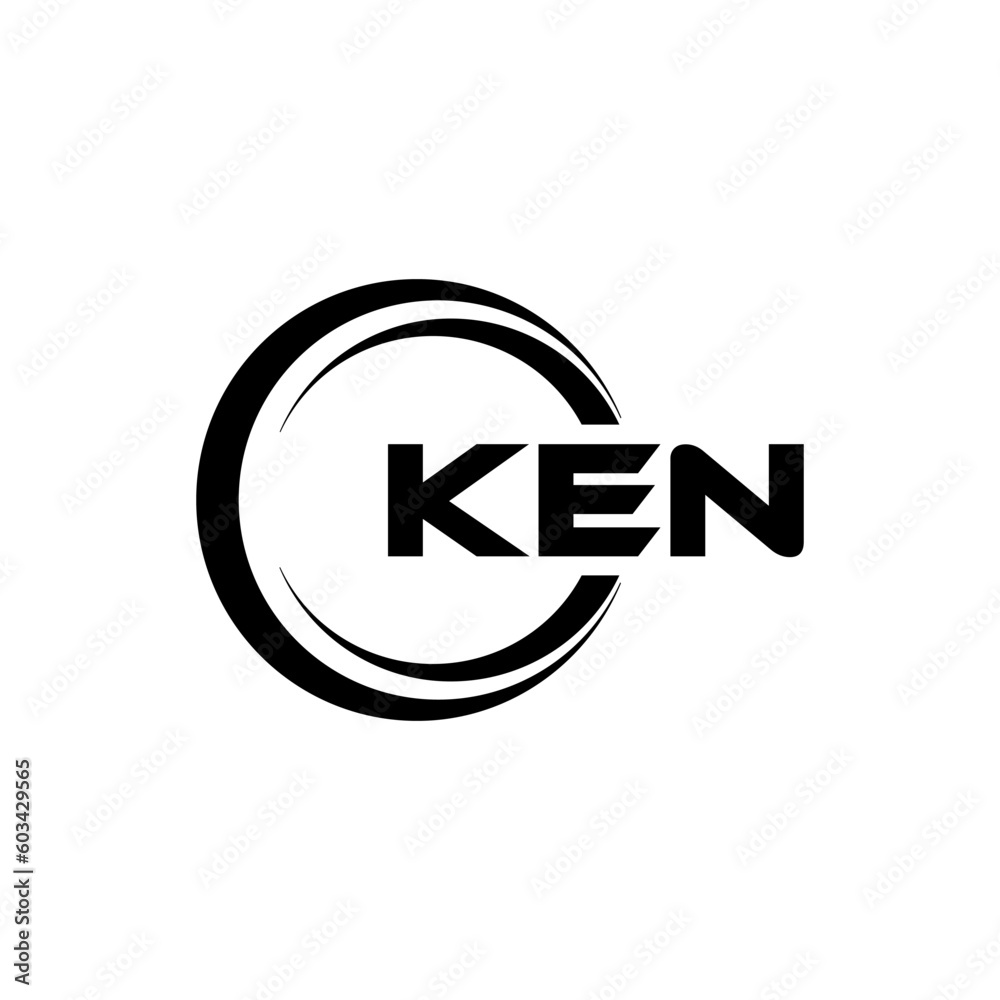 KEN letter logo design with white background in illustrator, cube logo ...