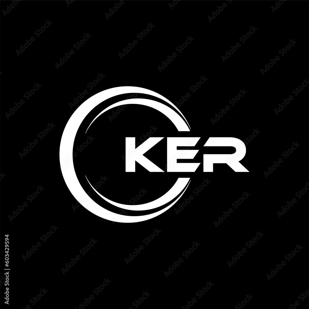 KER letter logo design with black background in illustrator, cube logo ...