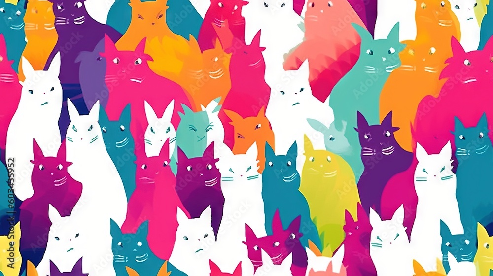 a group of cats that are standing in the same color scheme as the ...