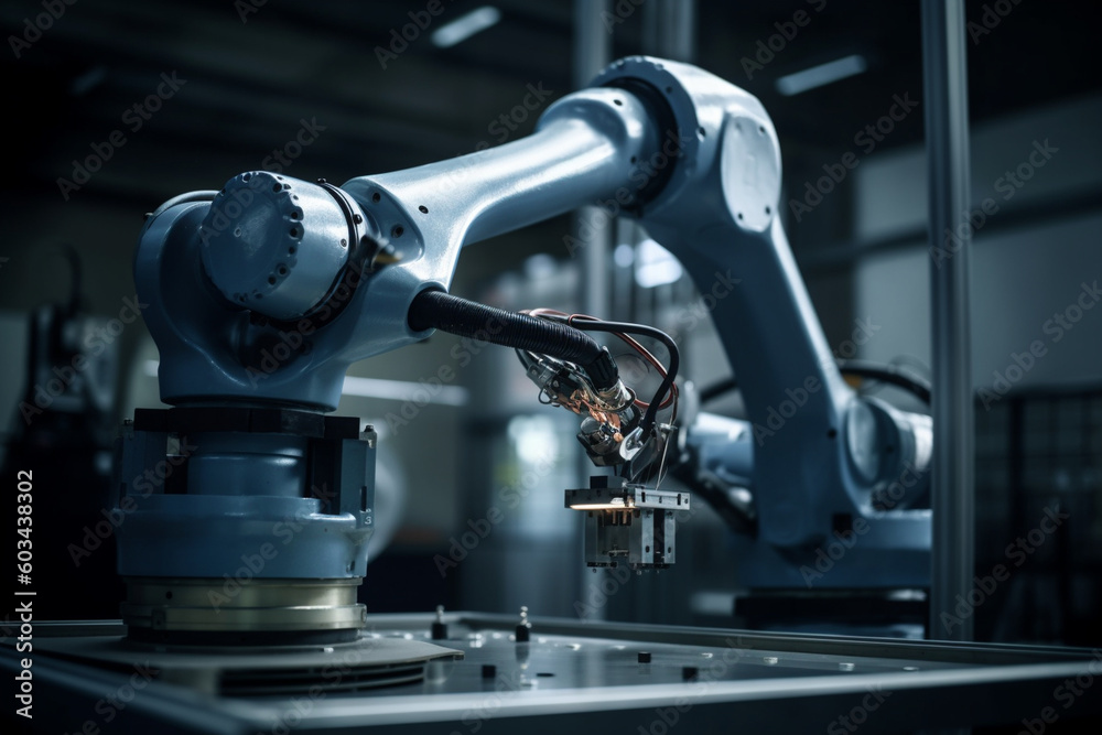 A detailed image of a robotic arm in action, demonstrating the ...