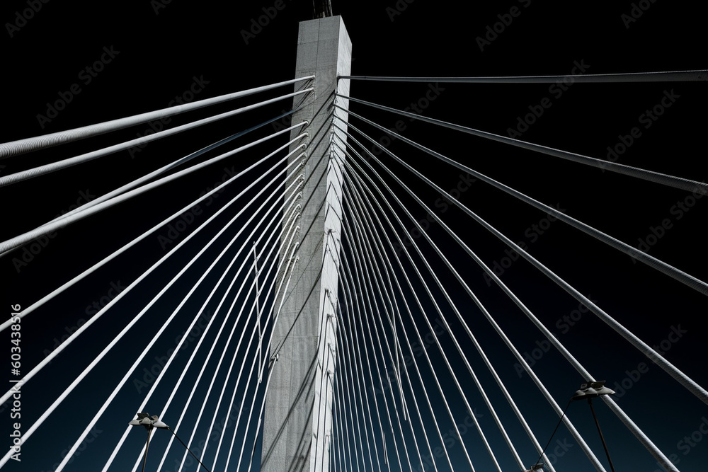 High-resolution photograph of a suspension bridge, emphasizing the ...