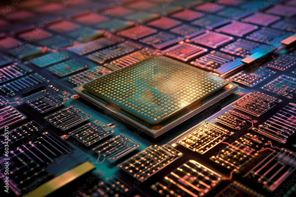 A high-resolution photograph of computer chips, highlighting the ...