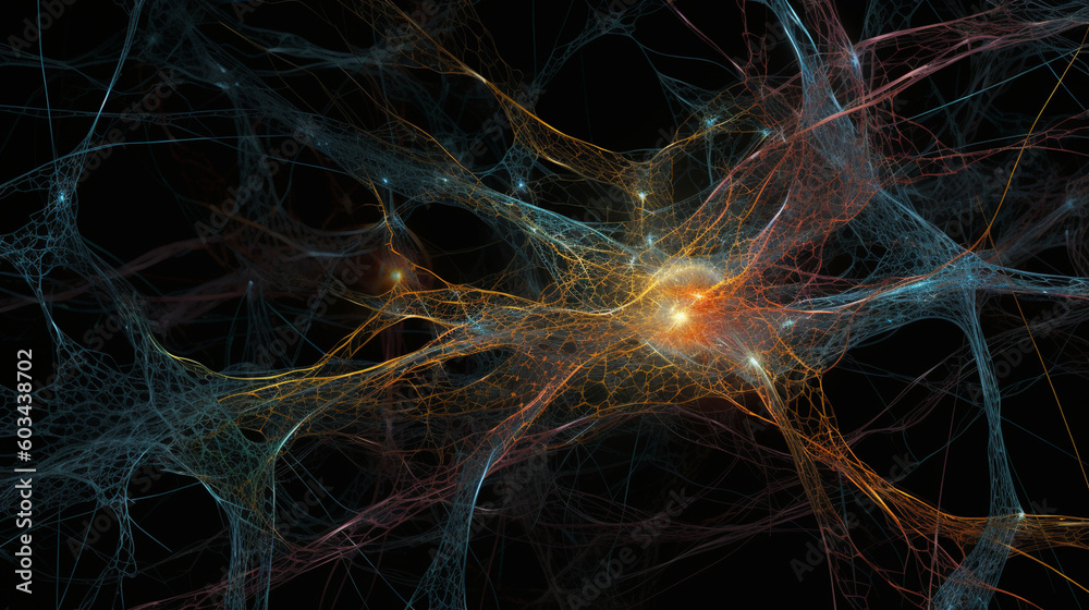 A visualization of interconnected neurons in the brain, representing ...