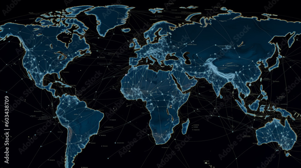 A radar image depicting the network of air traffic routes, illustrating ...