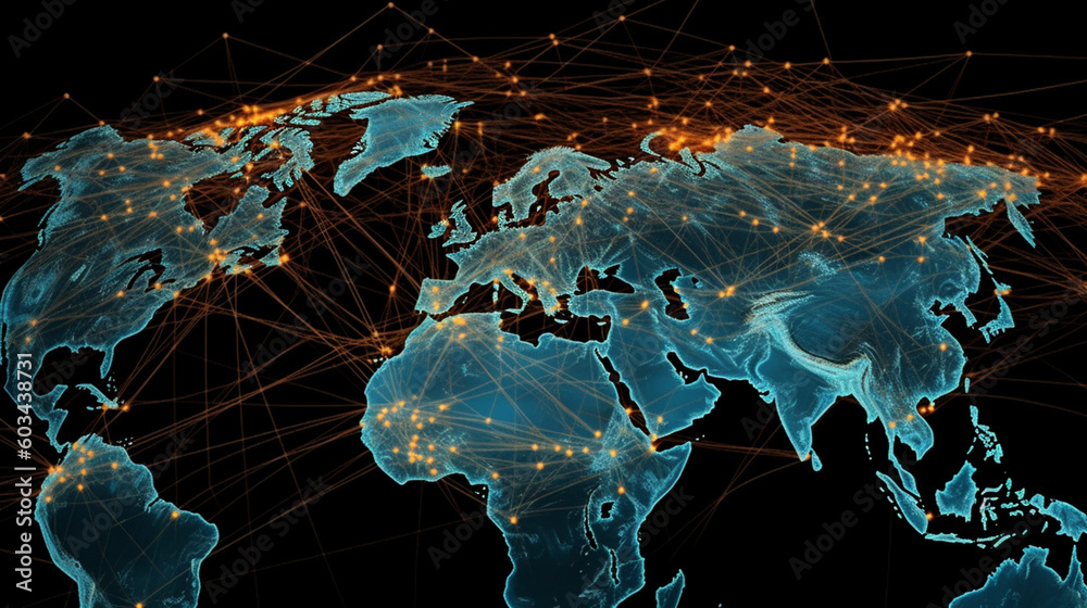 A radar image depicting the network of air traffic routes, illustrating ...
