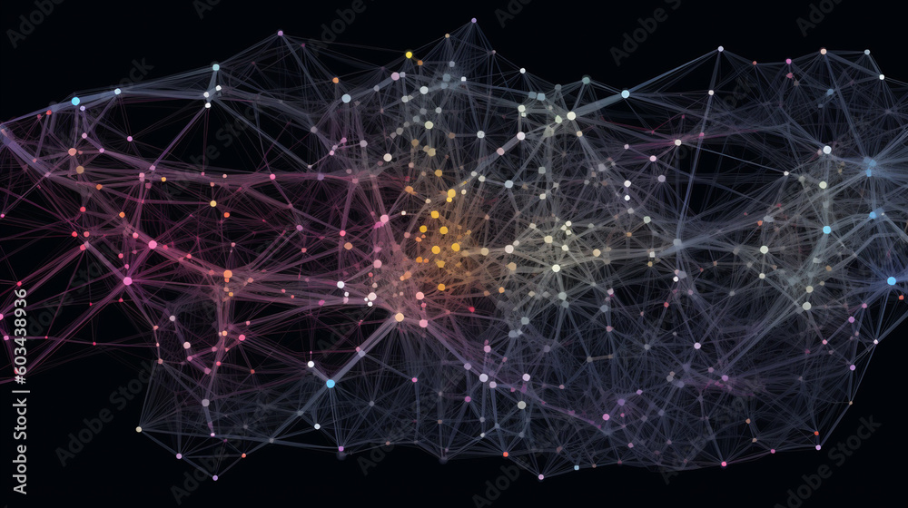 A visualization of interconnected nodes in a transportation network ...
