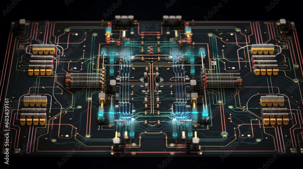A visual representation of interconnected circuits in an electronic ...