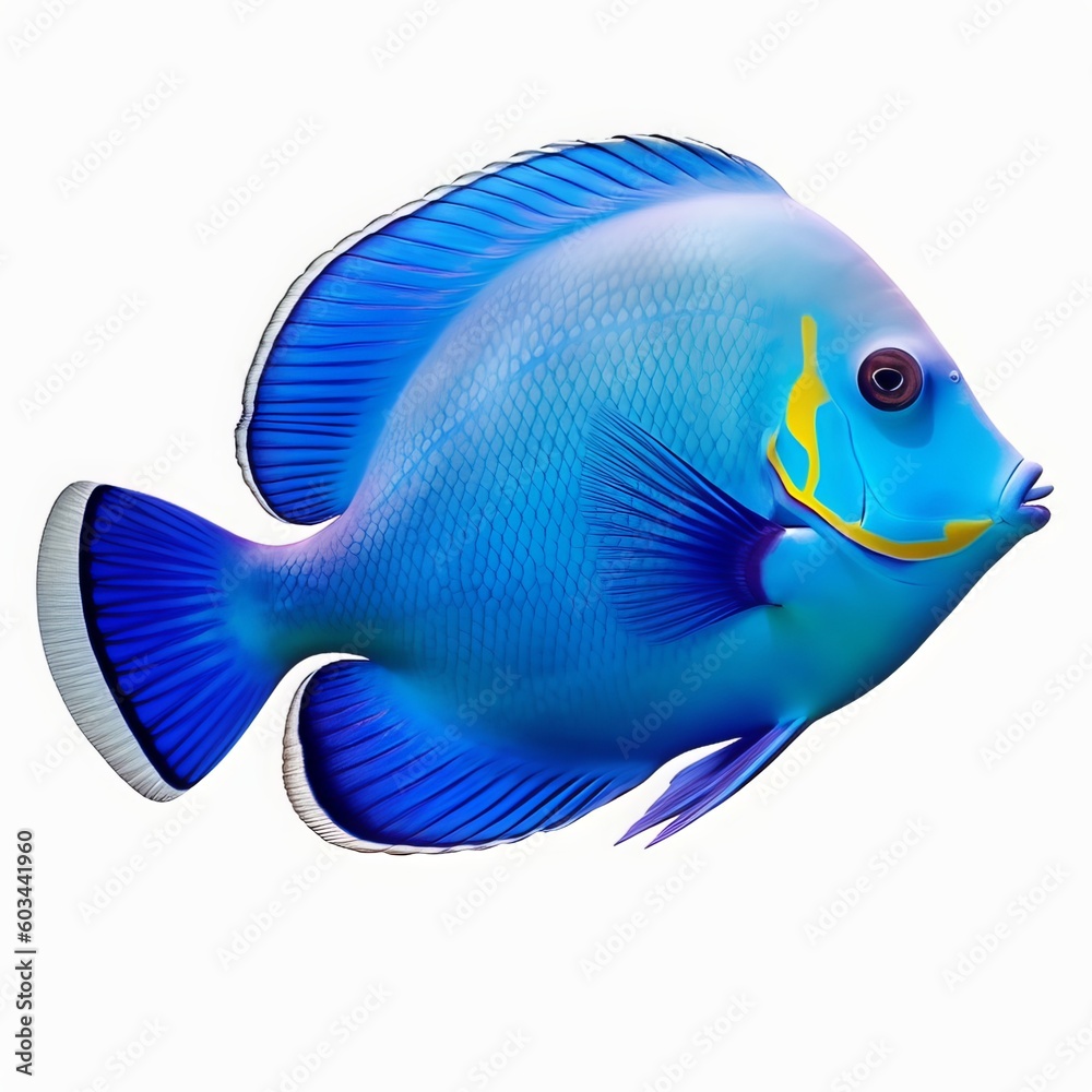 blue tang fish (ocean marine animal) isolated on transparent background ...