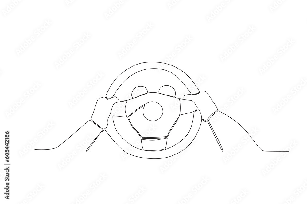 Beginner's hand driving a car. Dia do motorista one-line drawing Stock ...