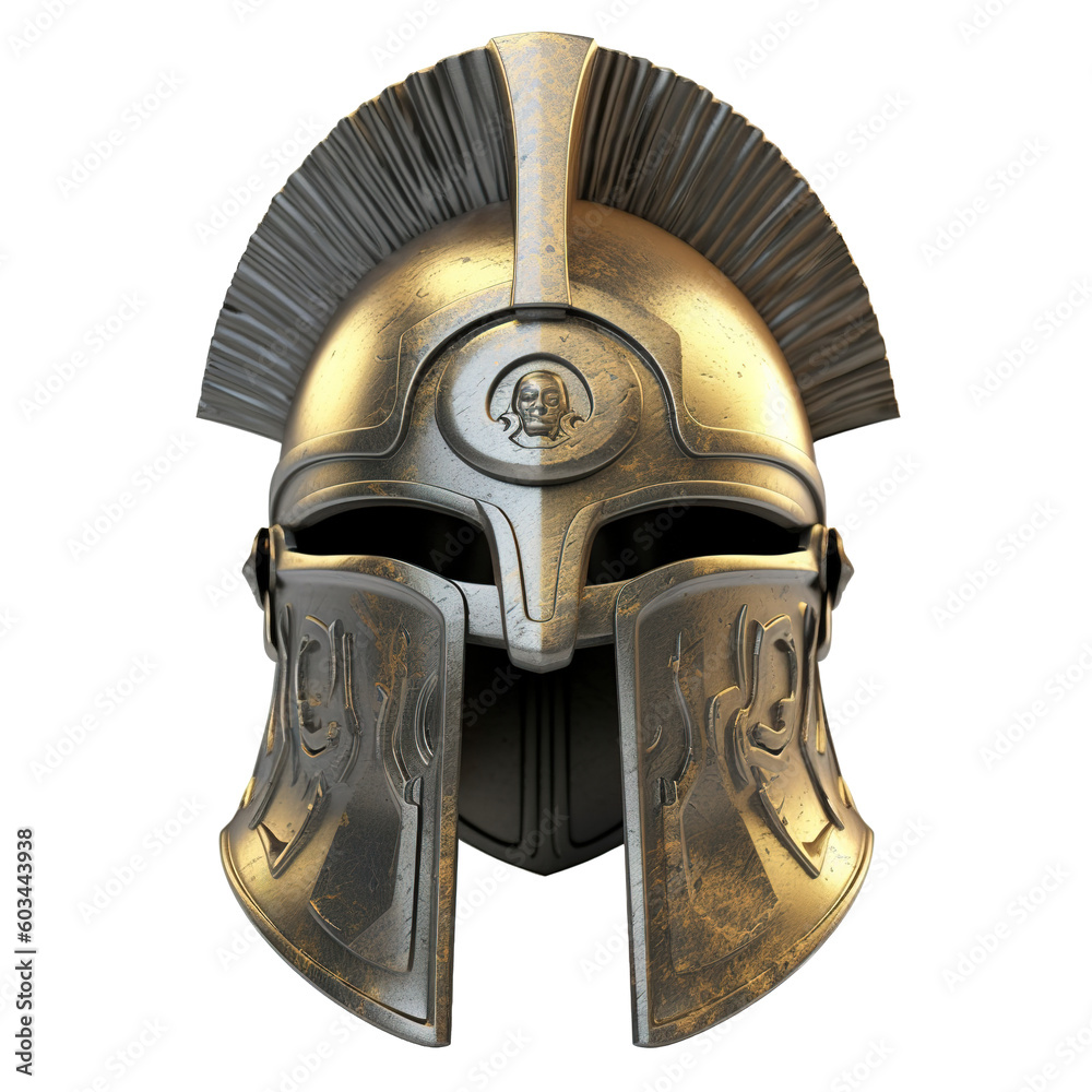 Front view of ancient iron greek spartan helmet Medieval armor ...