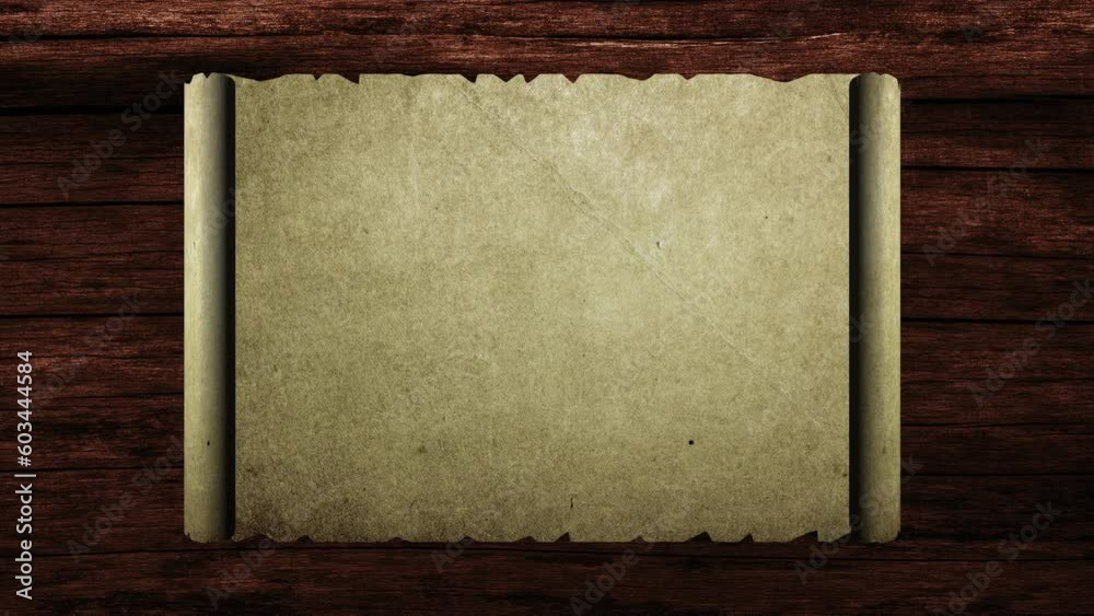 Old paper map scroll. Vintage parchment paper scroll open from center ...