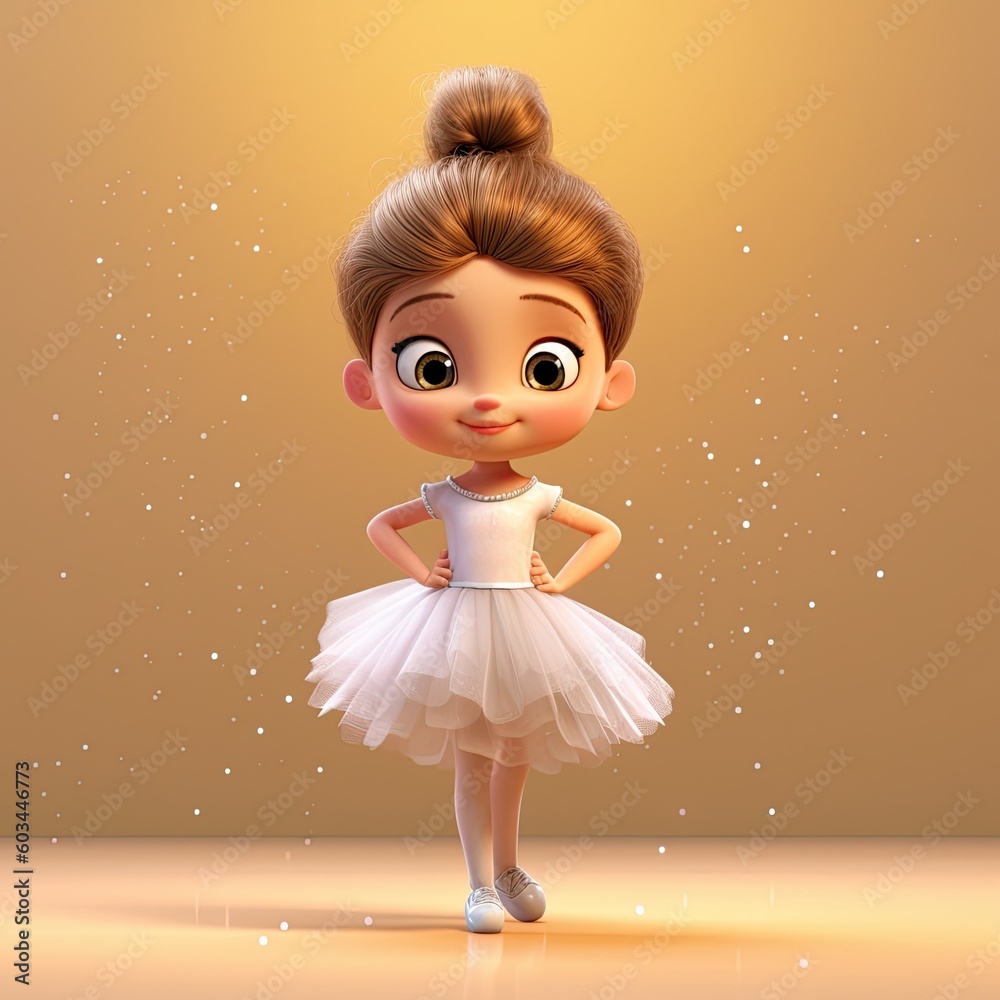 Cute Cartoon Ballerina Girl Character (Generative AI) Stock ...