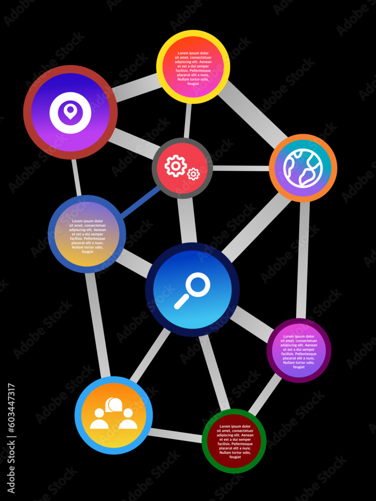 Vector information graphic template with nine round icons with ...