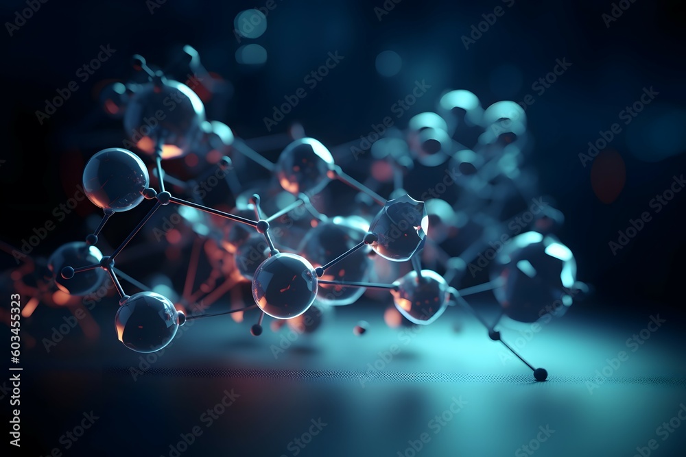 Abstract science medical background with 3D molecule atom structure ...