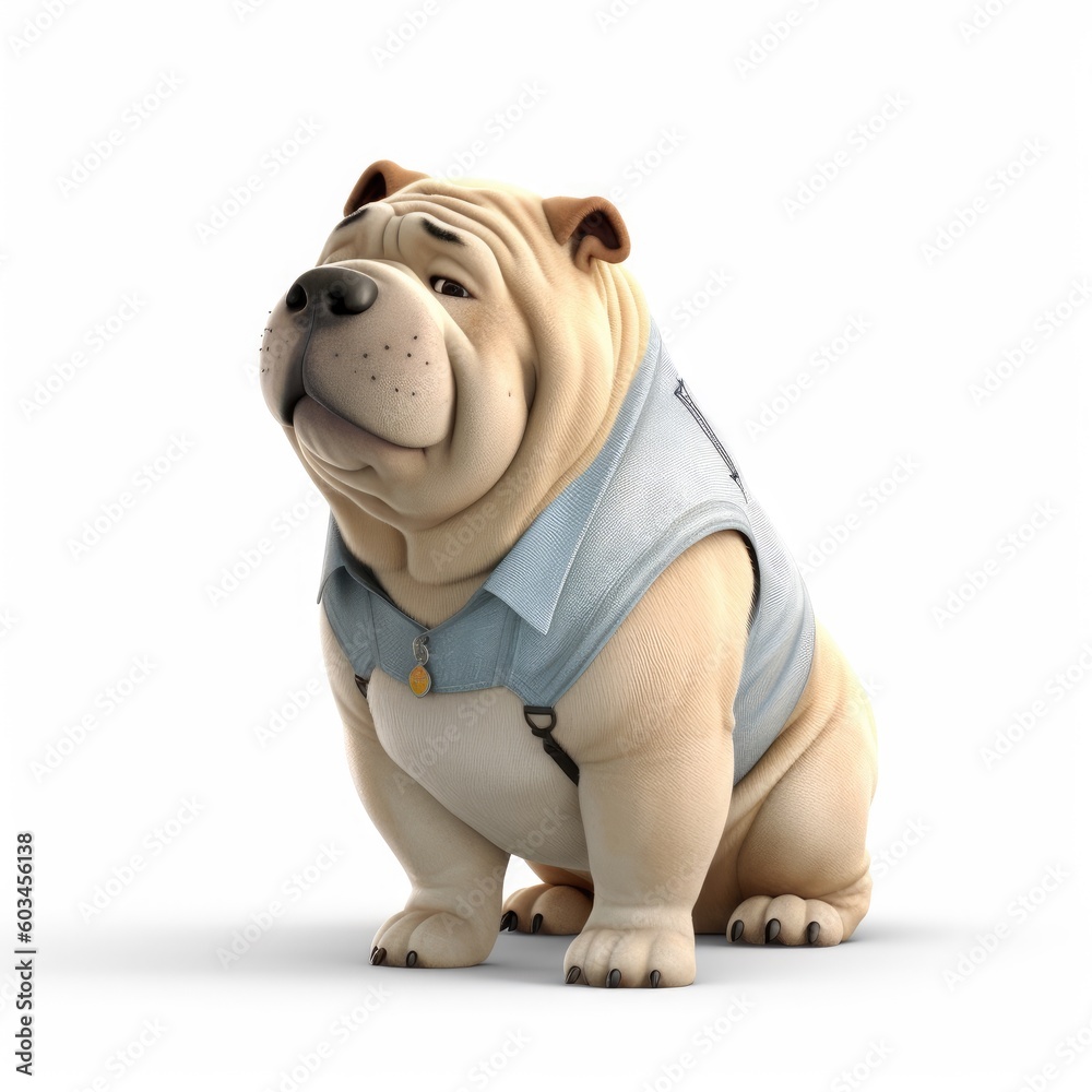 Chinese Shar-Pei dog illustration cartoon 3d isolated on white ...