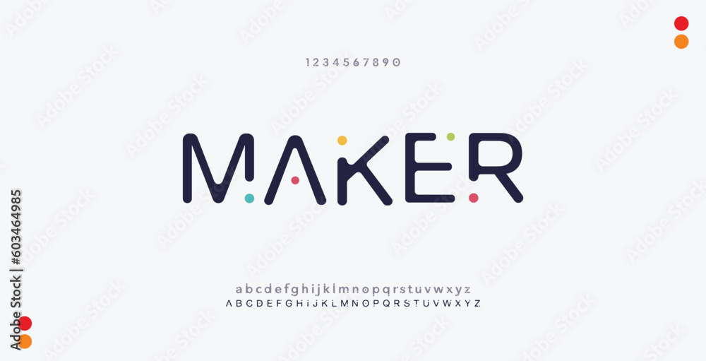 MAKER vector font typeface unique design. For technology, circuits ...