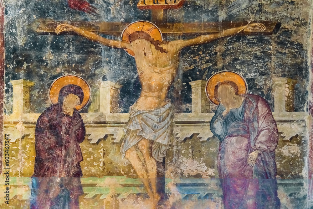 Foto de Medieval painting of the 15th century depicting the Crucifixion ...