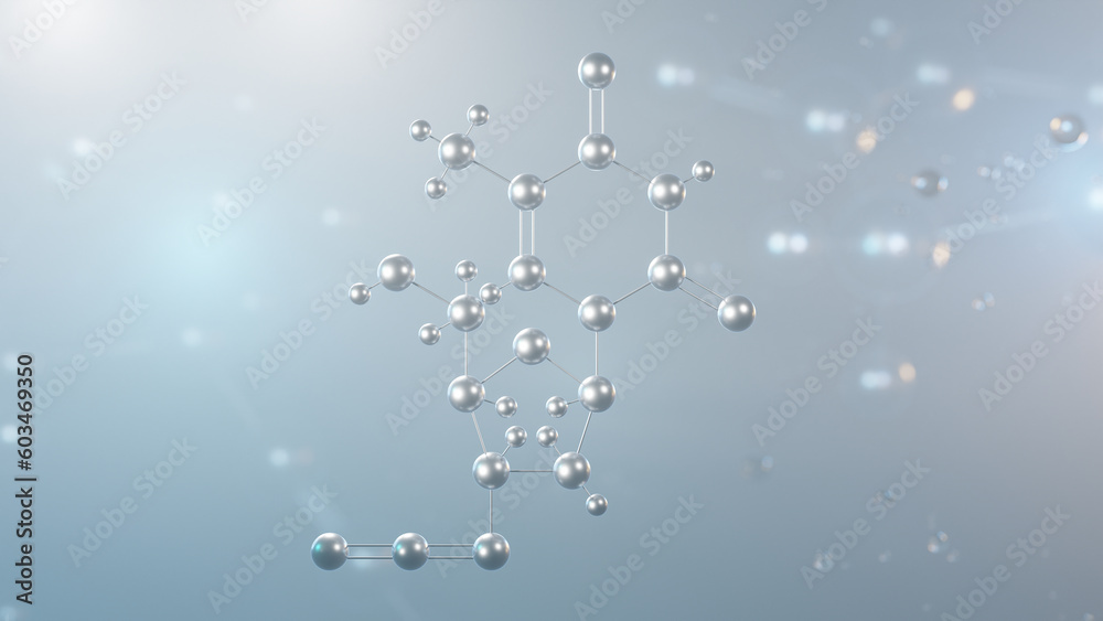 zidovudine molecular structure, 3d model molecule, azidothymidine ...