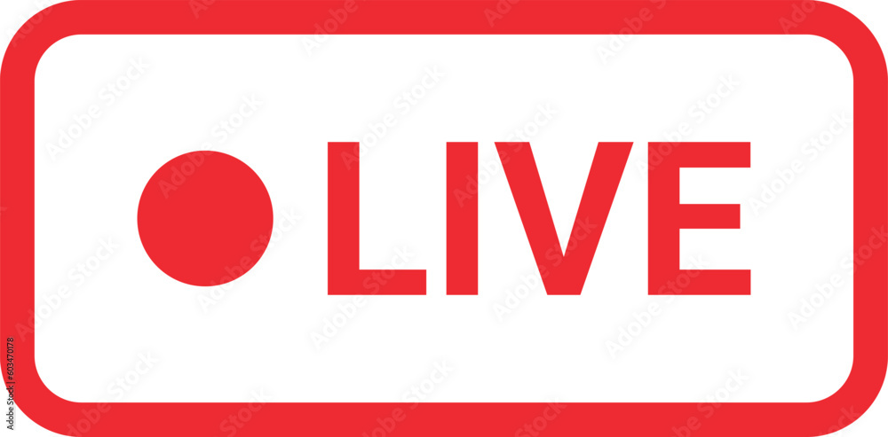 Red live button icon . Live symbol. Social media concept. Vector ...