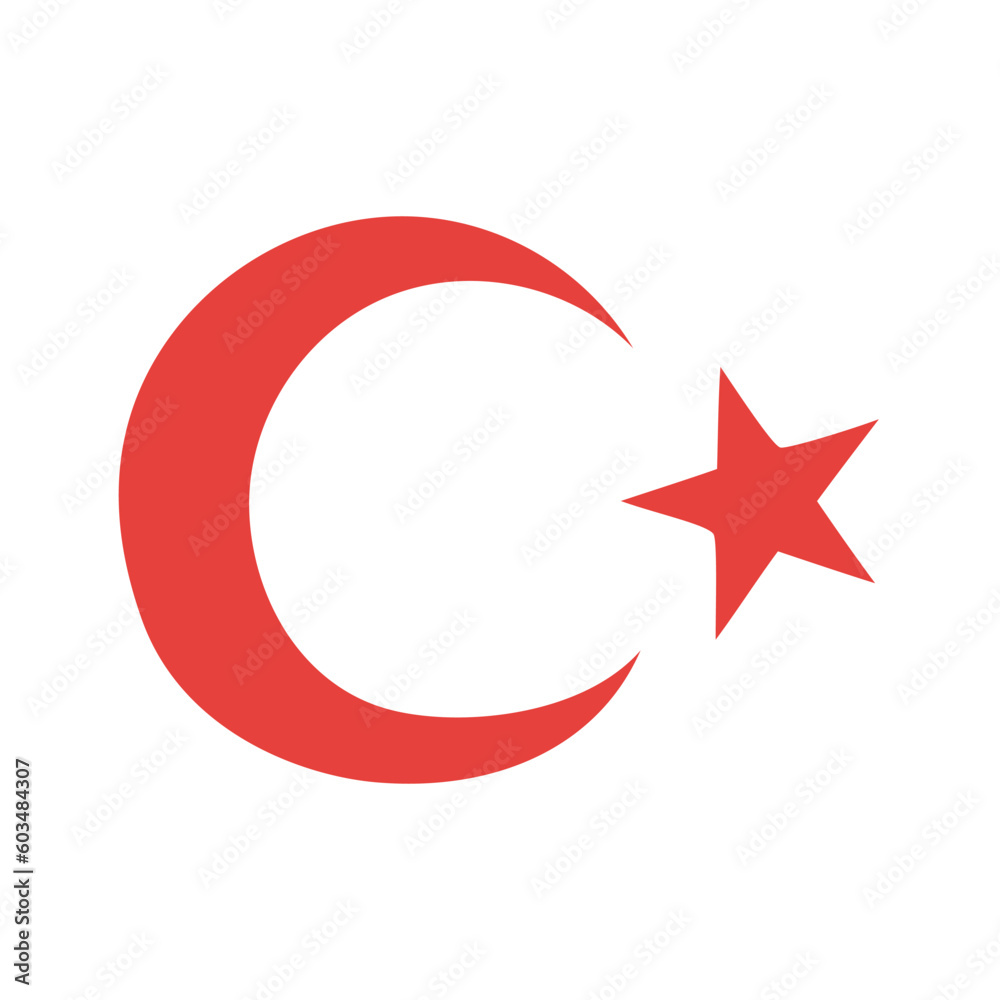 Turkish national symbol star and crescent. Vector illustration. Stock ...