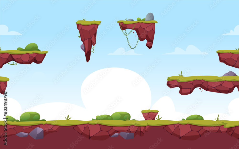 Game background. horizontal seamless template for 2D platforming video ...