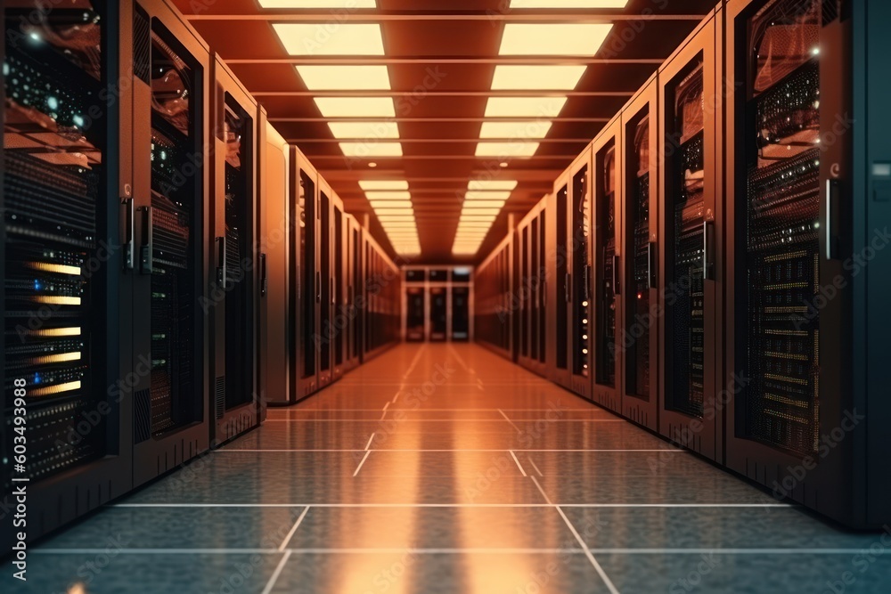 computer server room, Network and internet communication technology ...