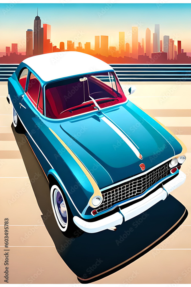 Cartoon 40s car. AI generated illustration Stock Illustration | Adobe Stock