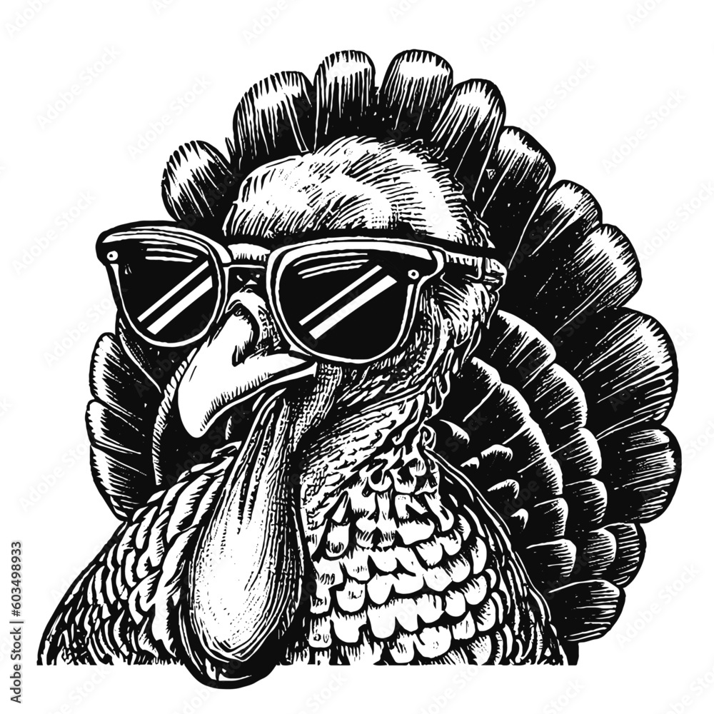 cool turkey wearing sunglasses sketch Stock Vector | Adobe Stock