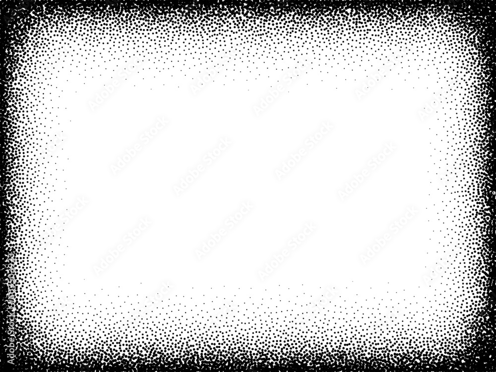 Vignette border frame in dotted stippling effect - 4:3 aspect ratio Stock Vector | Adobe Stock