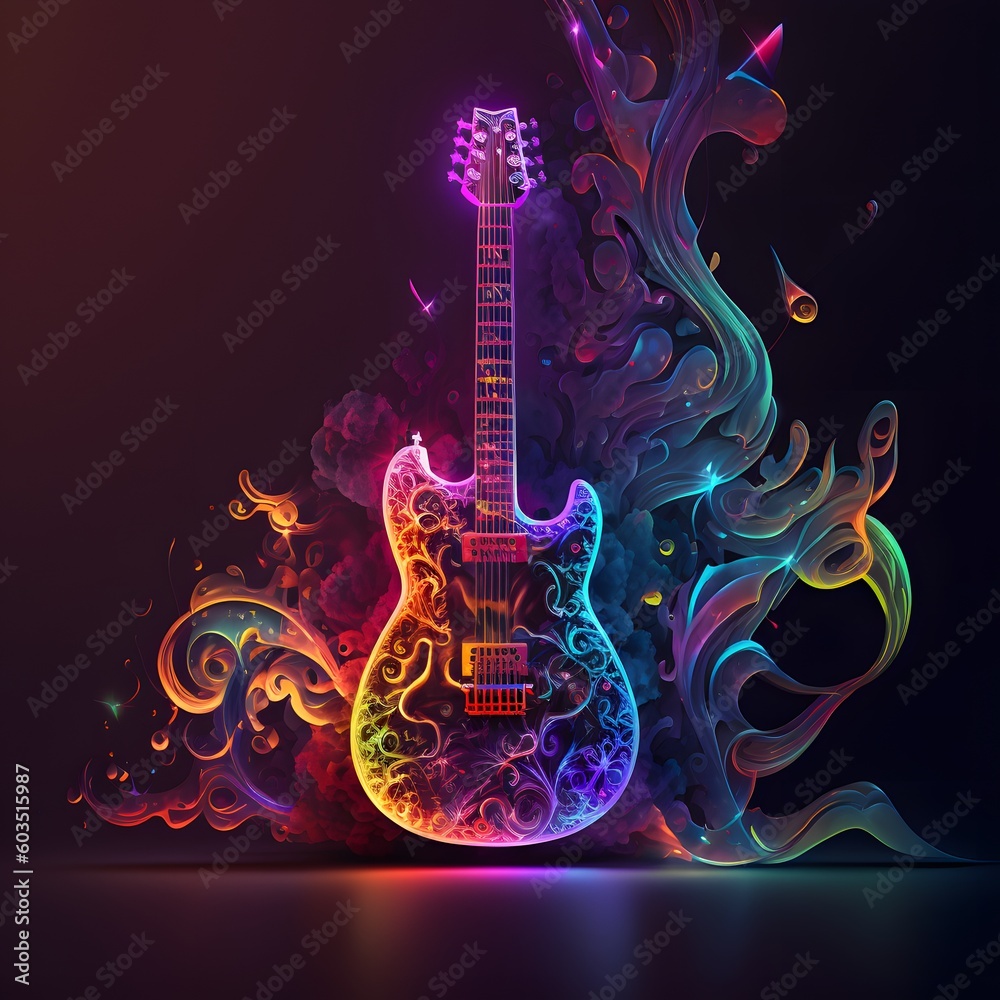 Electrically Vibrant Neon Guitarist: A Mesmerizing and Intricately ...