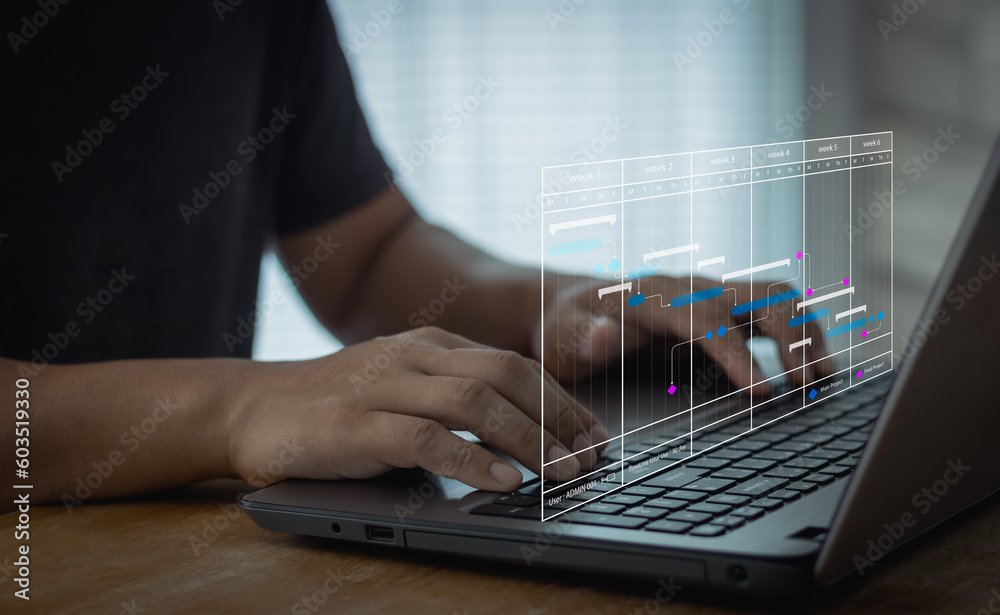 Business online schedule on virtual screen of computer. Project ...