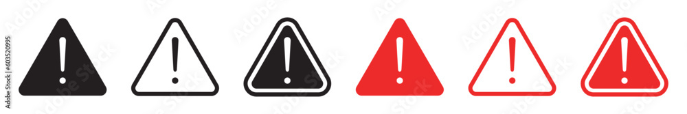 Set of caution warning signs. Warning symbols with exclamation mark ...