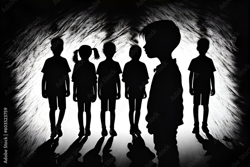 Silhouette of a School Boy Being Bullied Generative AI Stock ...
