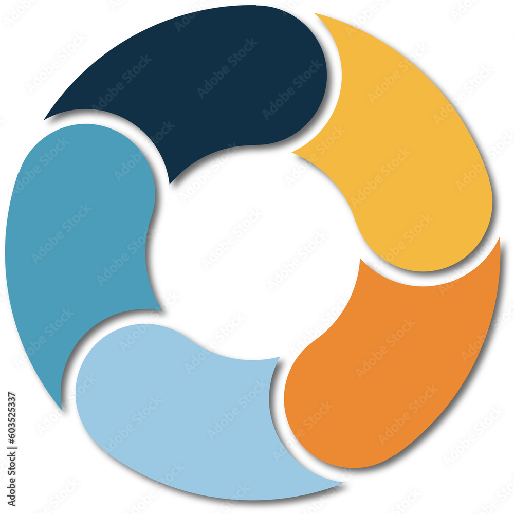 Infographic Pie Flow Chart Diagram 5 Sections Stock Illustration ...