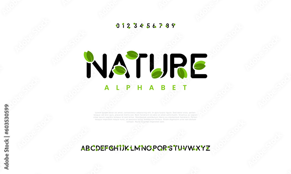 Nature leaf green forest abstract digital technology logo font alphabet ...